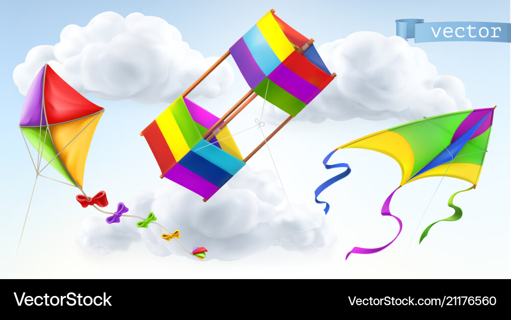 Kite 3d icon set Royalty Free Vector Image - VectorStock