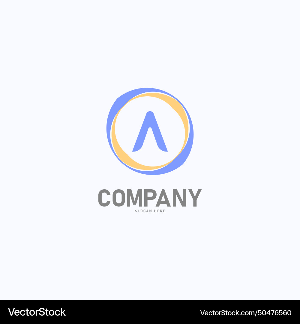Letter a logo initial flat design tem Royalty Free Vector