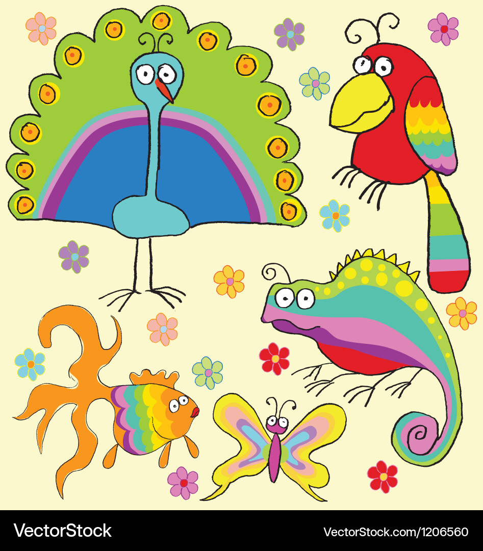 Rainbow animals Royalty Free Vector Image - VectorStock