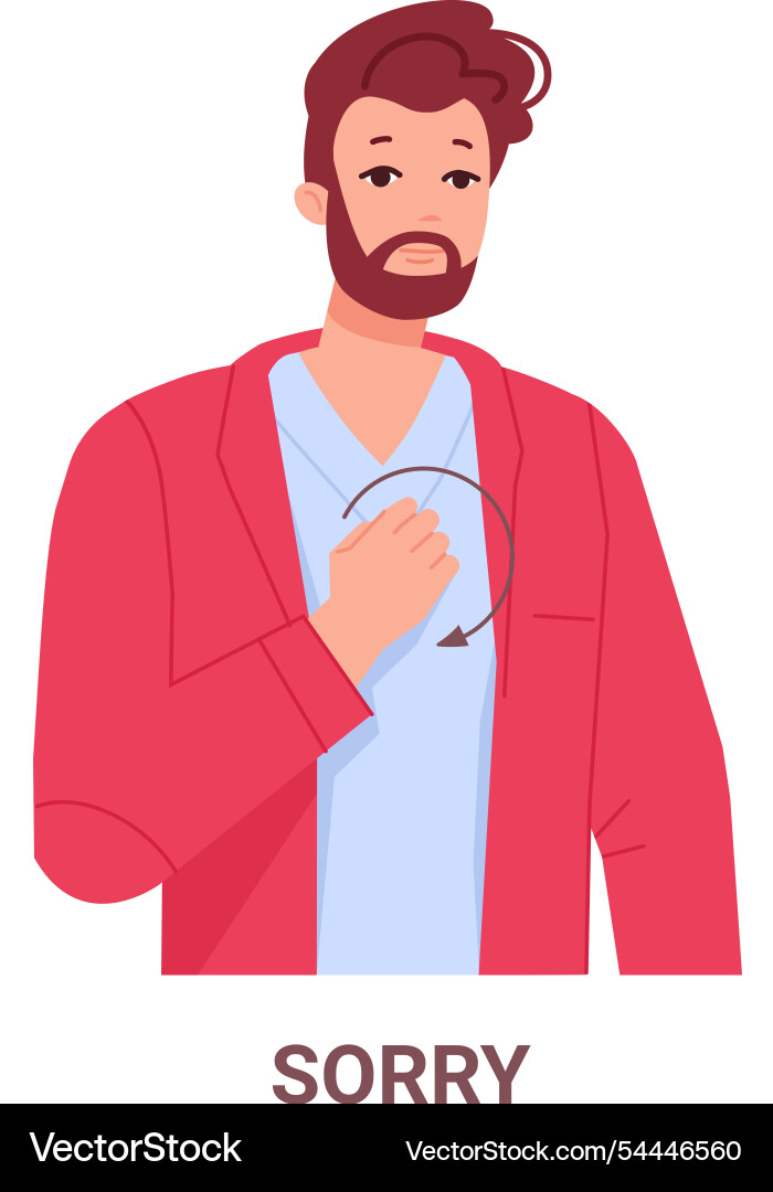 Sorry sign deaf hand gesture language icon Vector Image