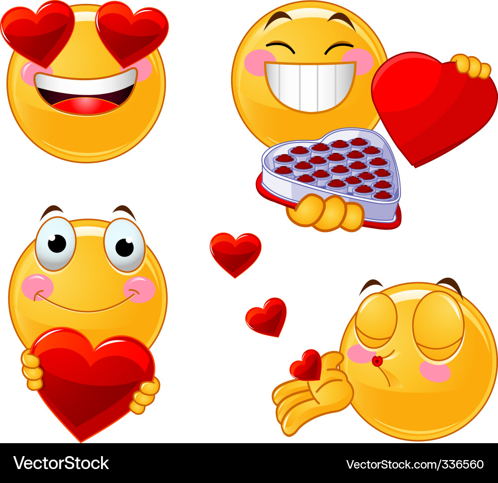 Valentine Smiley Emojis Royalty Free Vector Image