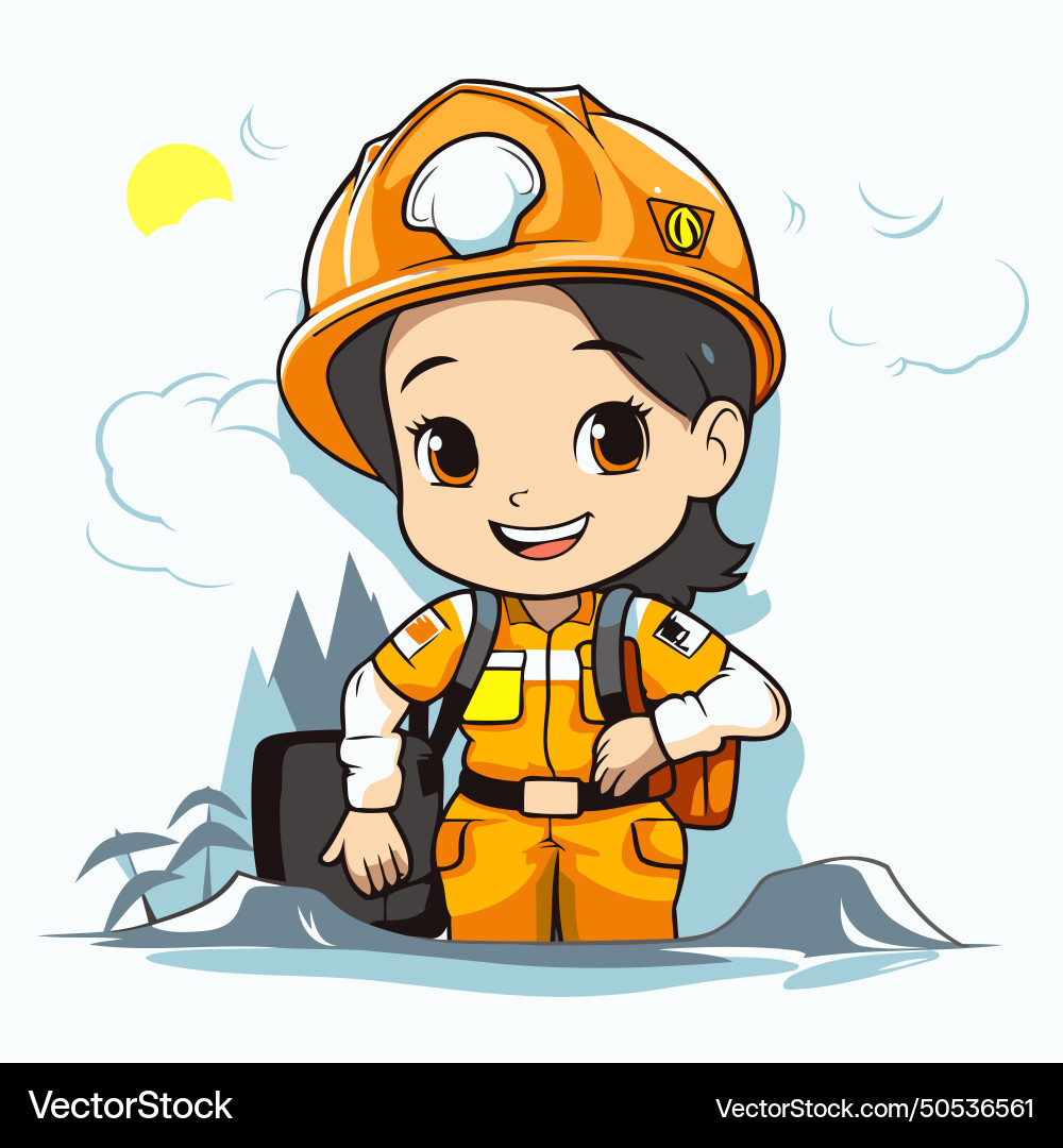 A cute kid boy wearing safety suit Royalty Free Vector Image