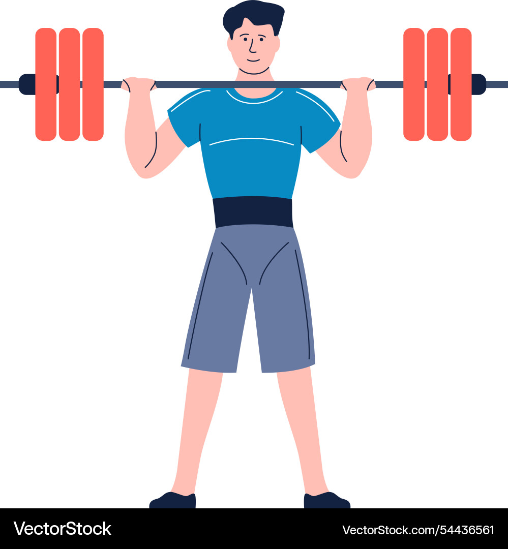 A man is lifting barbell with red handle Vector Image