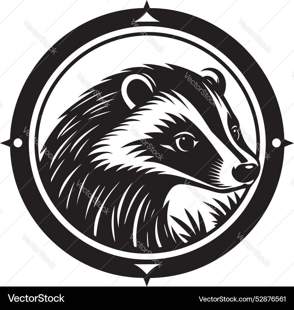 Bold badger emblem ferocious logo Royalty Free Vector Image