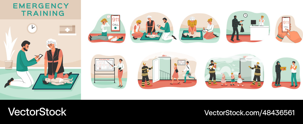 Emergency training composition Royalty Free Vector Image
