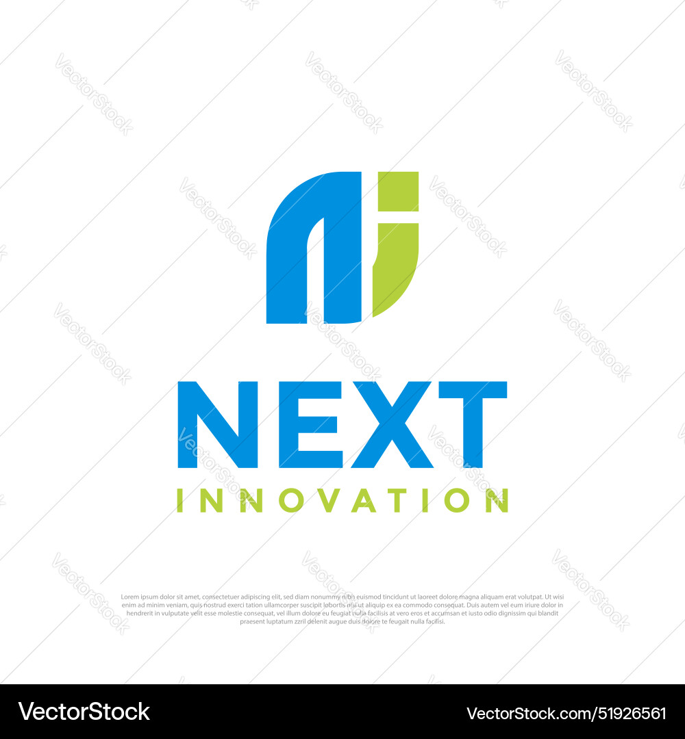 Geometric letter n i initial logo design template Vector Image