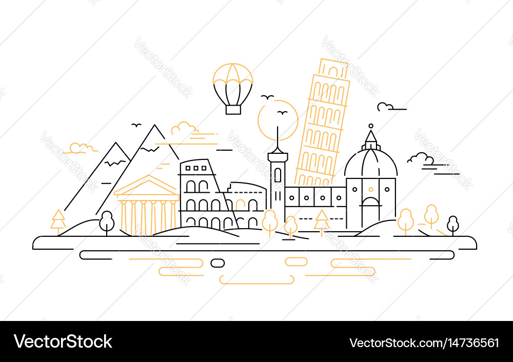 Italy - line travel Royalty Free Vector Image - VectorStock