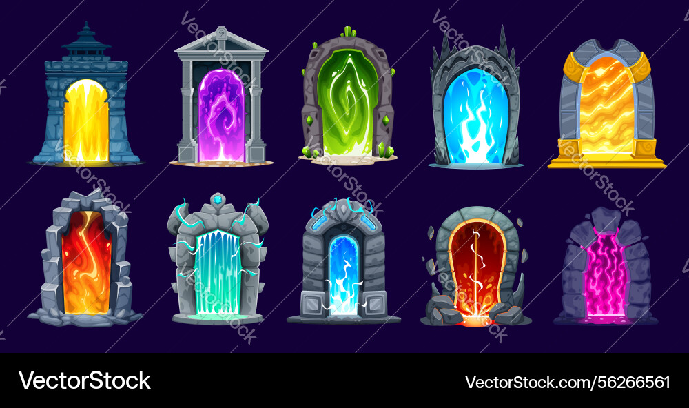 Magic Portal & Teleport Gates Royalty Free Vector Image