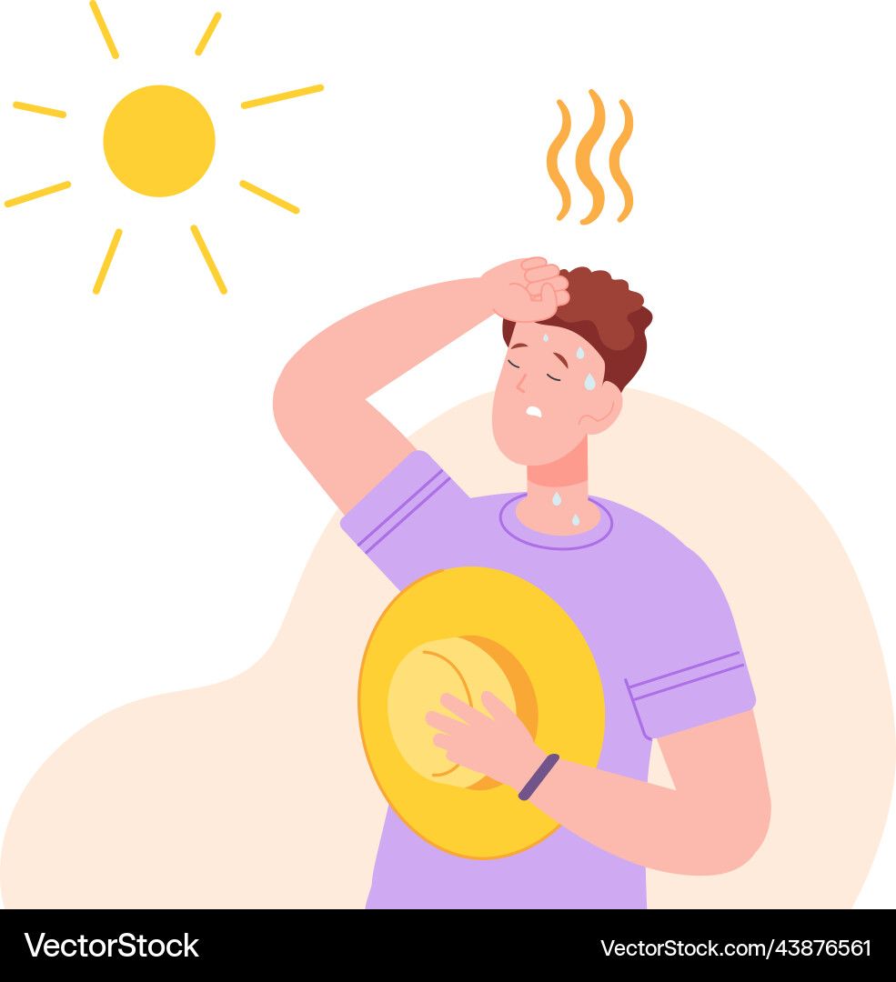 Man dehydration from heat exhausted cartoon Vector Image