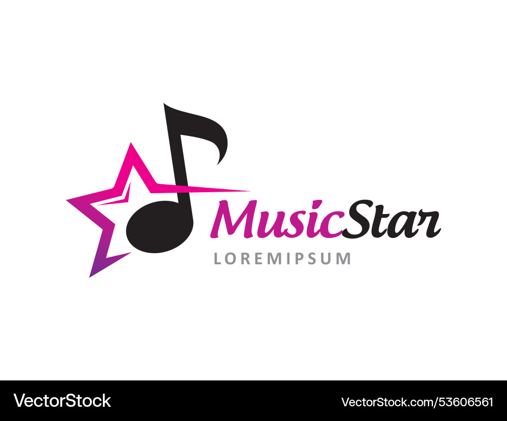 Music star logo symbol or icon template Royalty Free Vector