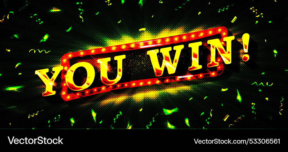 You win victory with golden star editable game Vector Image