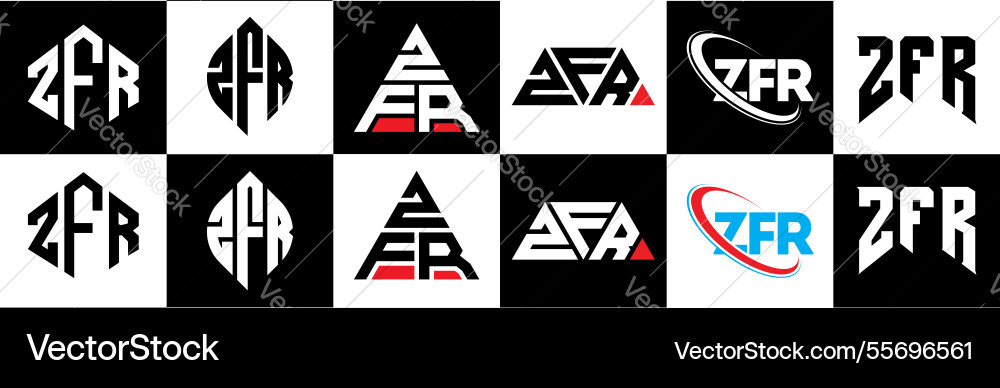 Zfr letter logo design in six style polygon Vector Image