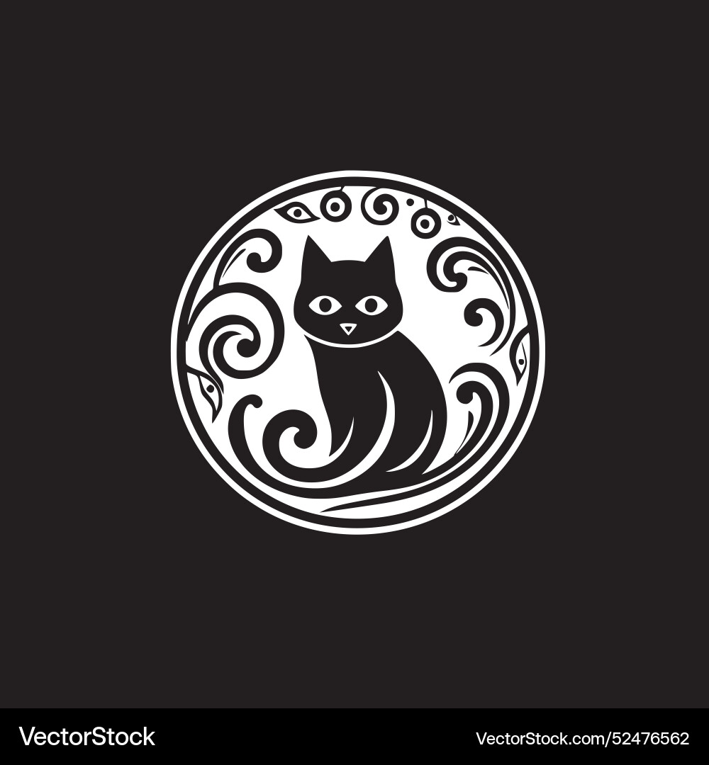 Cat - minimalist and flat logo Royalty Free Vector Image