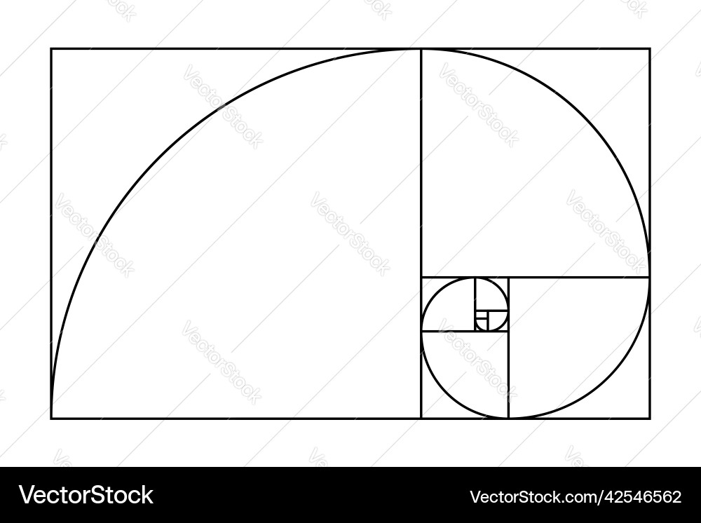 Golden ratio spiral geometric ideal proportion Vector Image