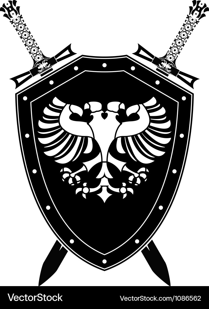 Heraldic eagle and swords Royalty Free Vector Image