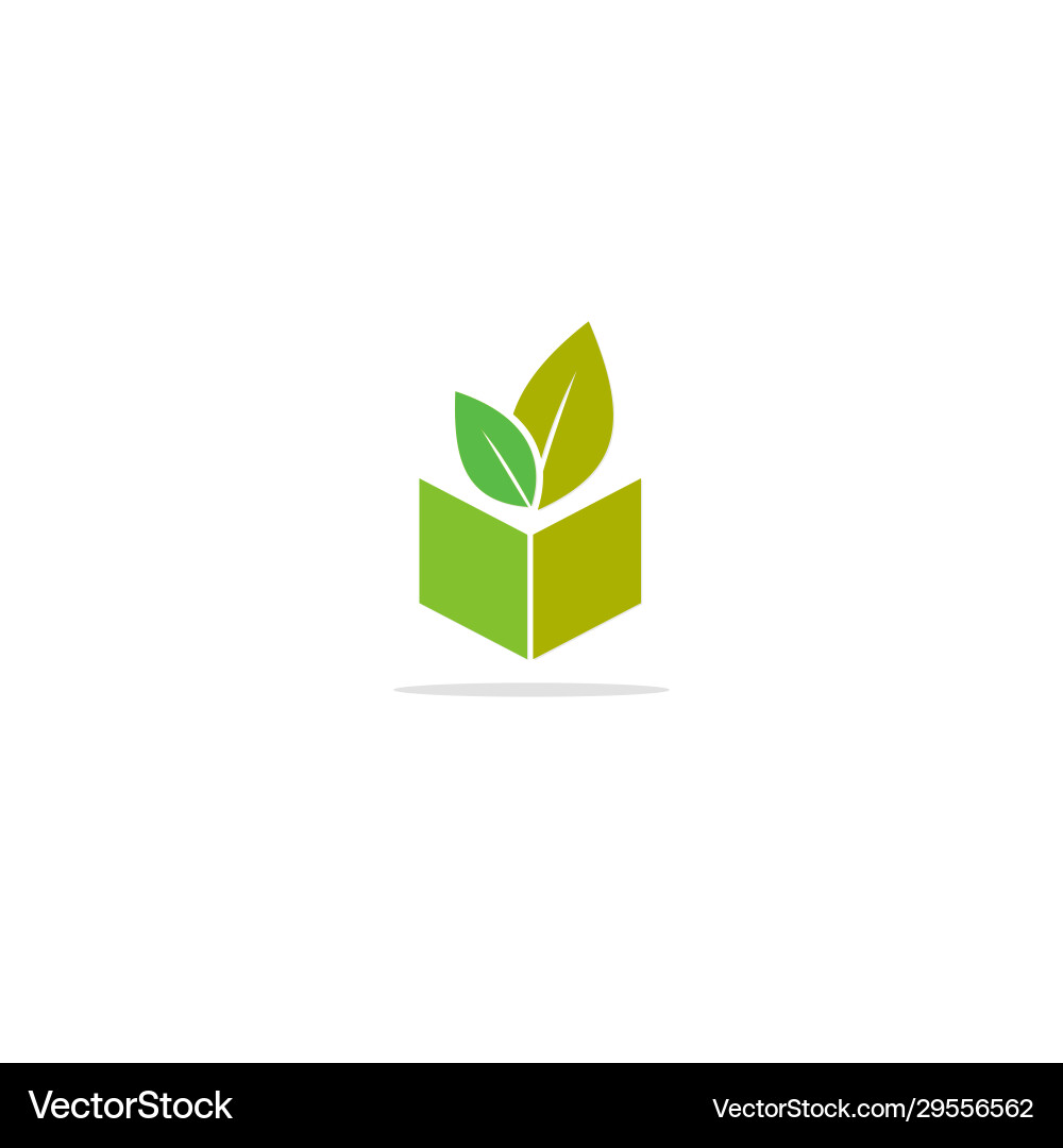 Open book green leaf logo Royalty Free Vector Image