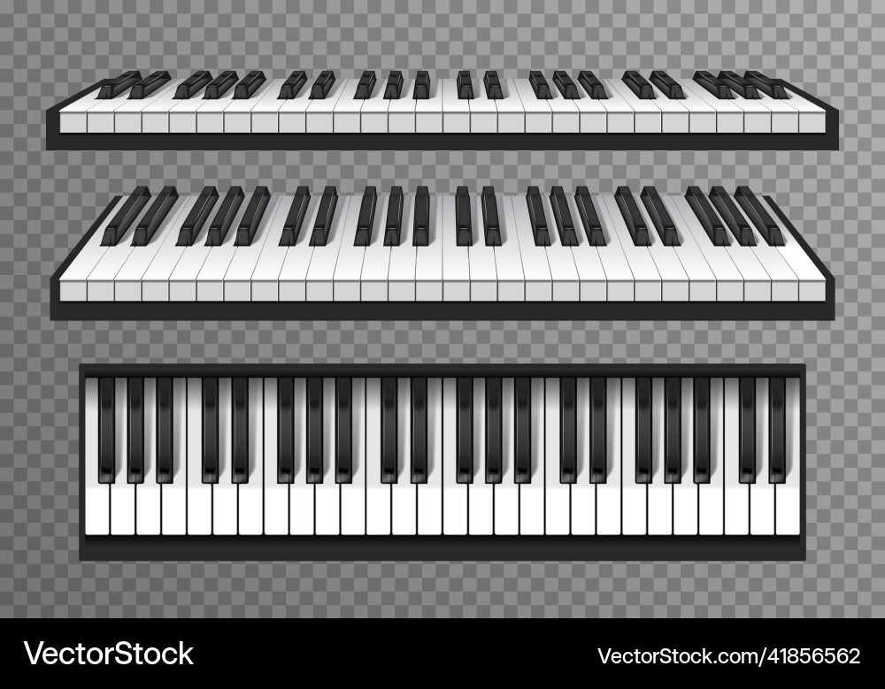 Realistic piano transparent set Royalty Free Vector Image