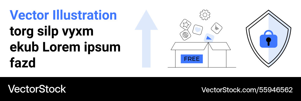 Secure digital file sharing with free content and Vector Image