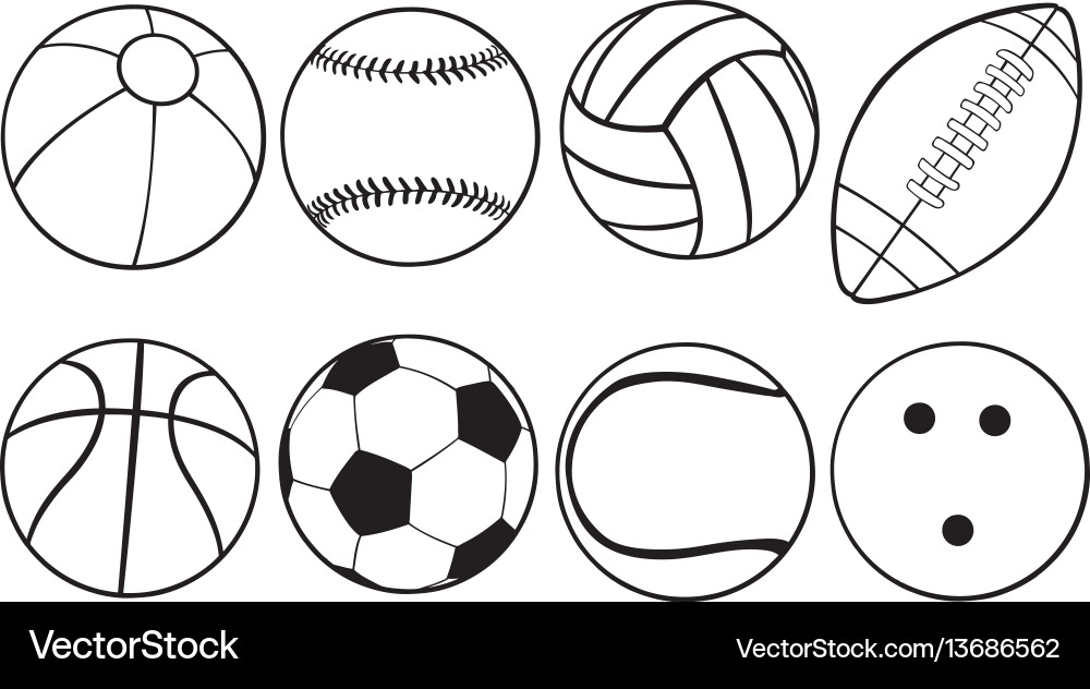 Set of different game balls Royalty Free Vector Image