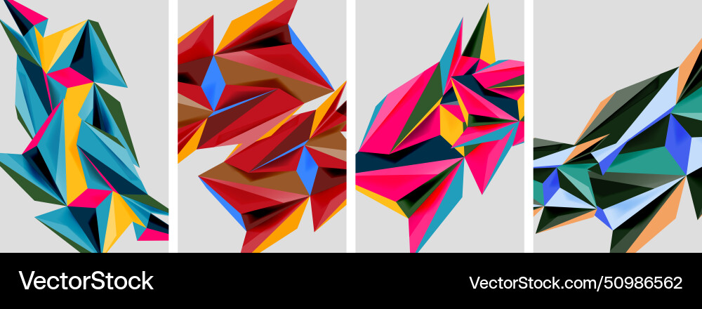 Set of mosaic triangle pattern abstract posters Vector Image