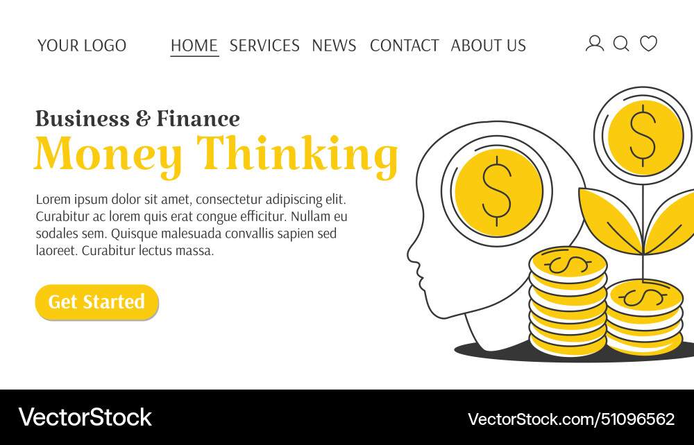 Silhouette of a head stack coins money tree Vector Image