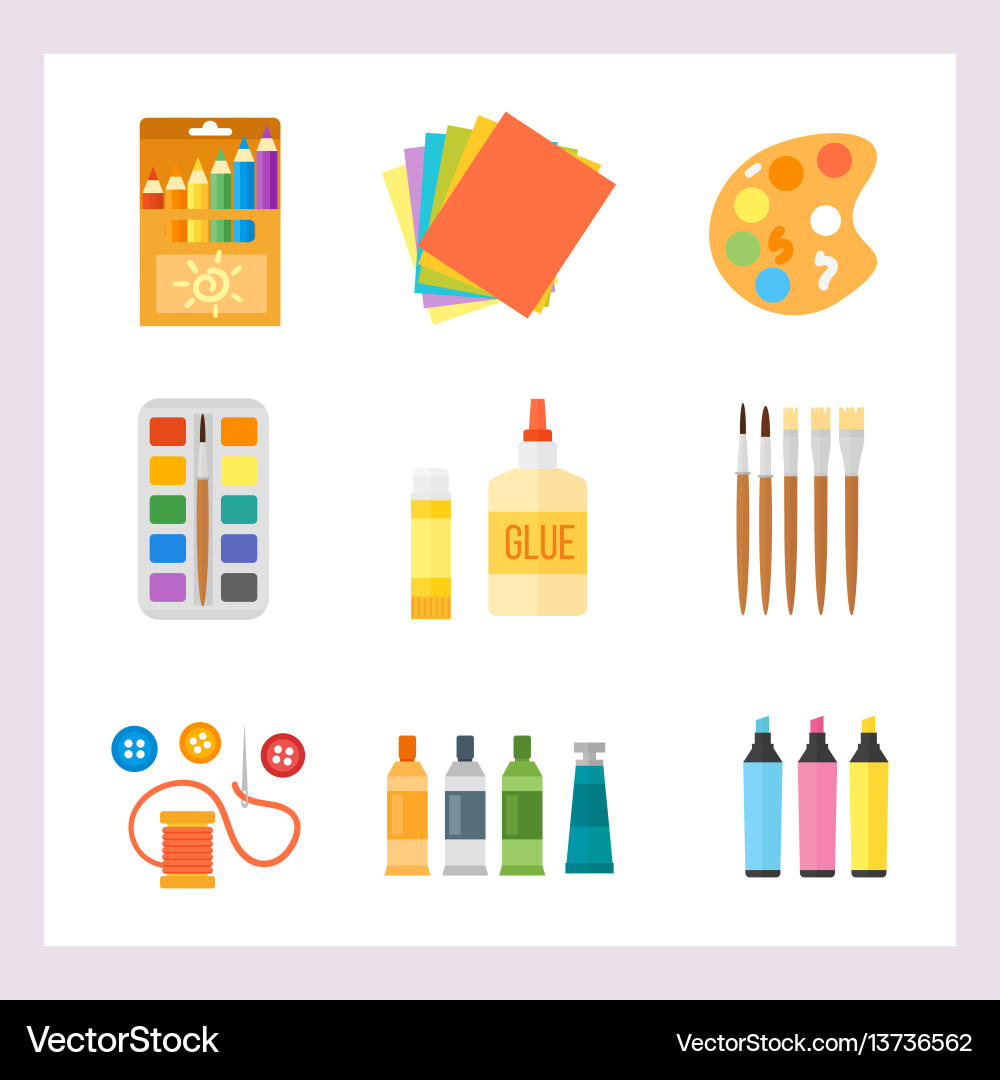 Themed kids creativity creation symbols poster Vector Image