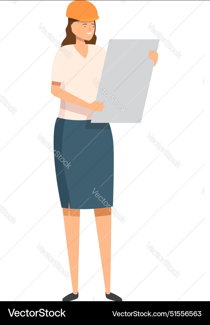 Confident female architect is reviewing blueprints