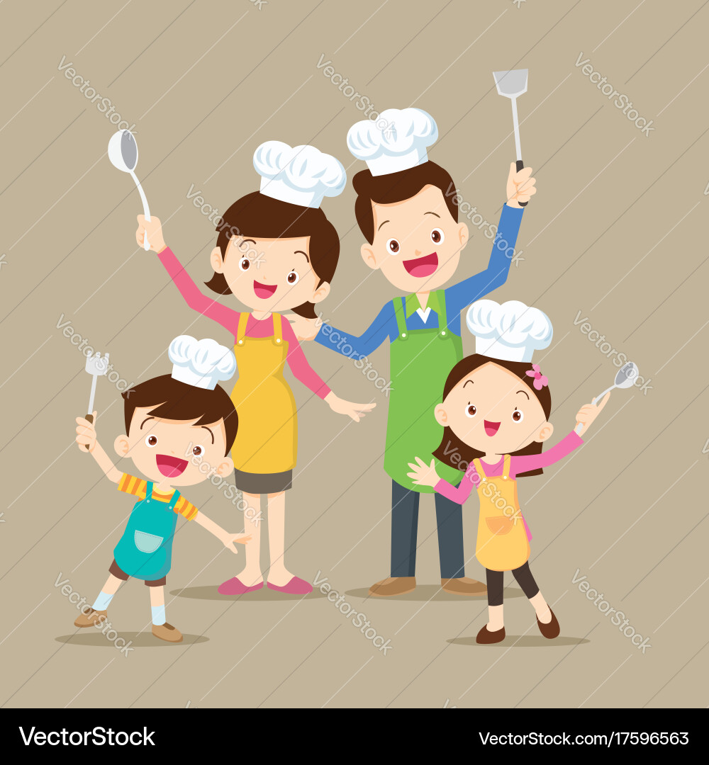 Cute family cooking Royalty Free Vector Image - VectorStock