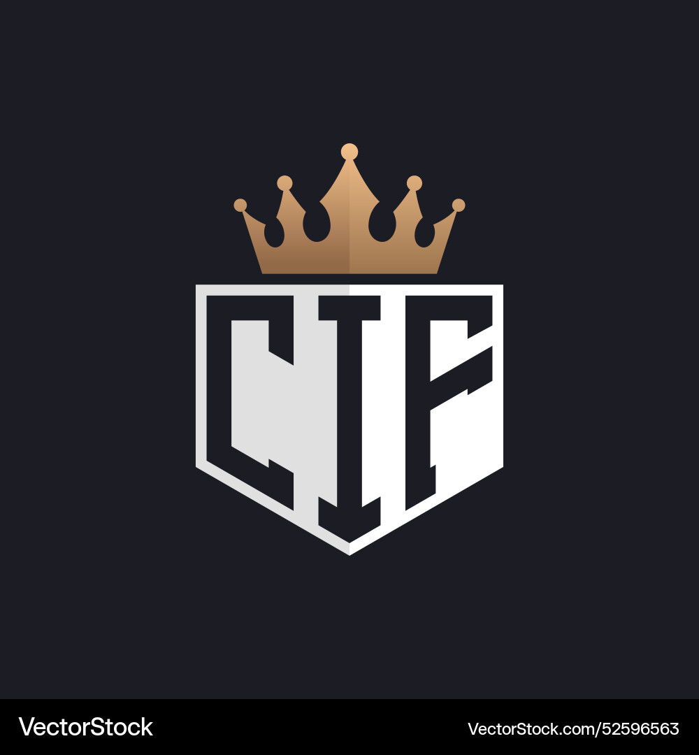 Luxury cif logo with crown elegant initials Vector Image