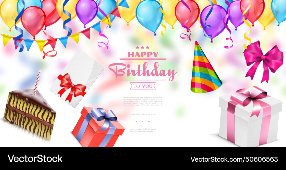 Realistic happy birthday template Royalty Free Vector Image