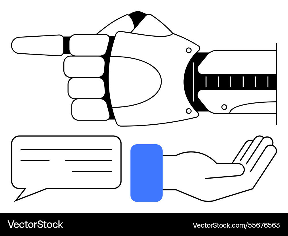 Robotic hand pointing with gesture Royalty Free Vector Image