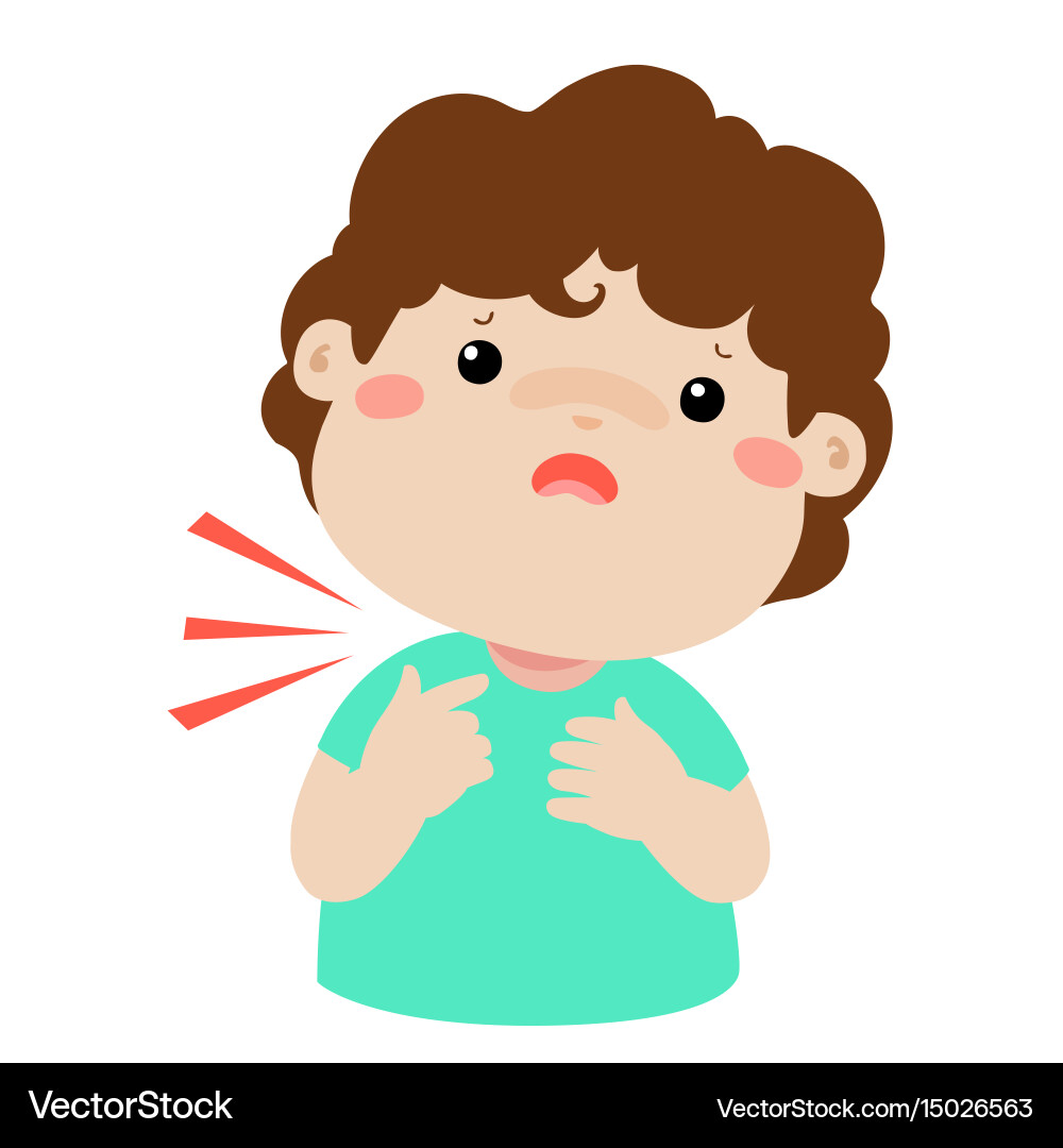 Sick boy sore throat cartoon Royalty Free Vector Image