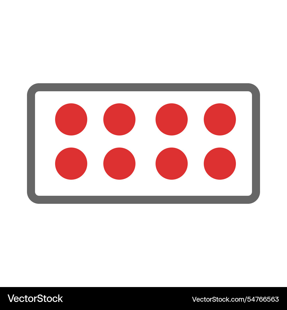 Ten frame math tool with eight red counters Vector Image