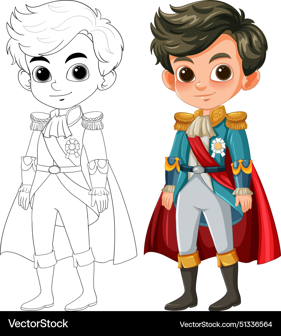 A prince colored and outlined Royalty Free Vector Image