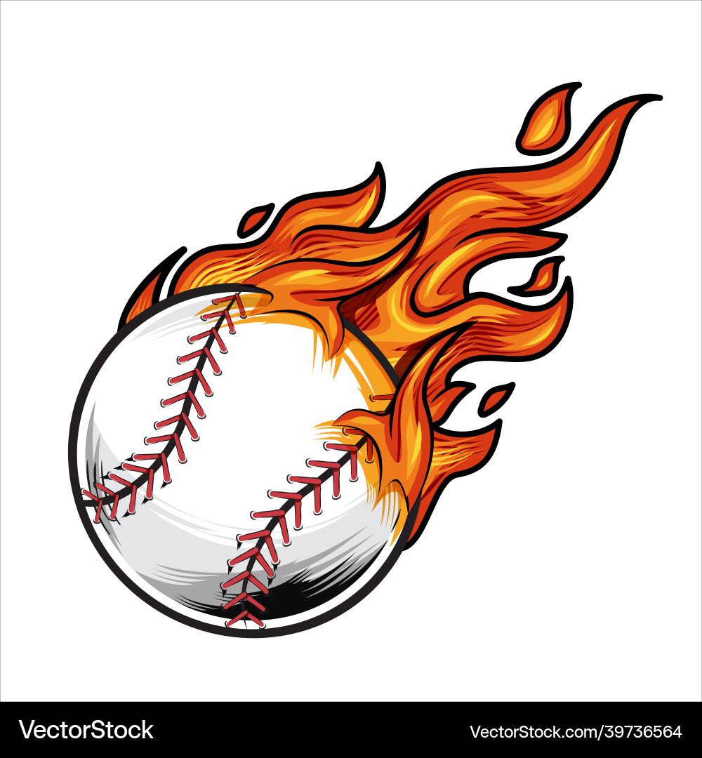 Baseball on fire Royalty Free Vector Image - VectorStock