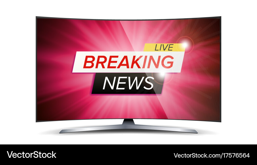 Breaking news live red tv screen Royalty Free Vector Image