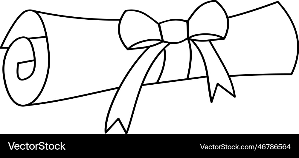 Diploma scroll with a bow on isolated white Vector Image