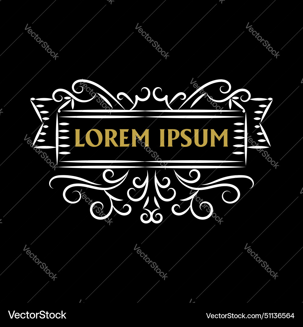 Golden royal border frame with ribbon art deco Vector Image