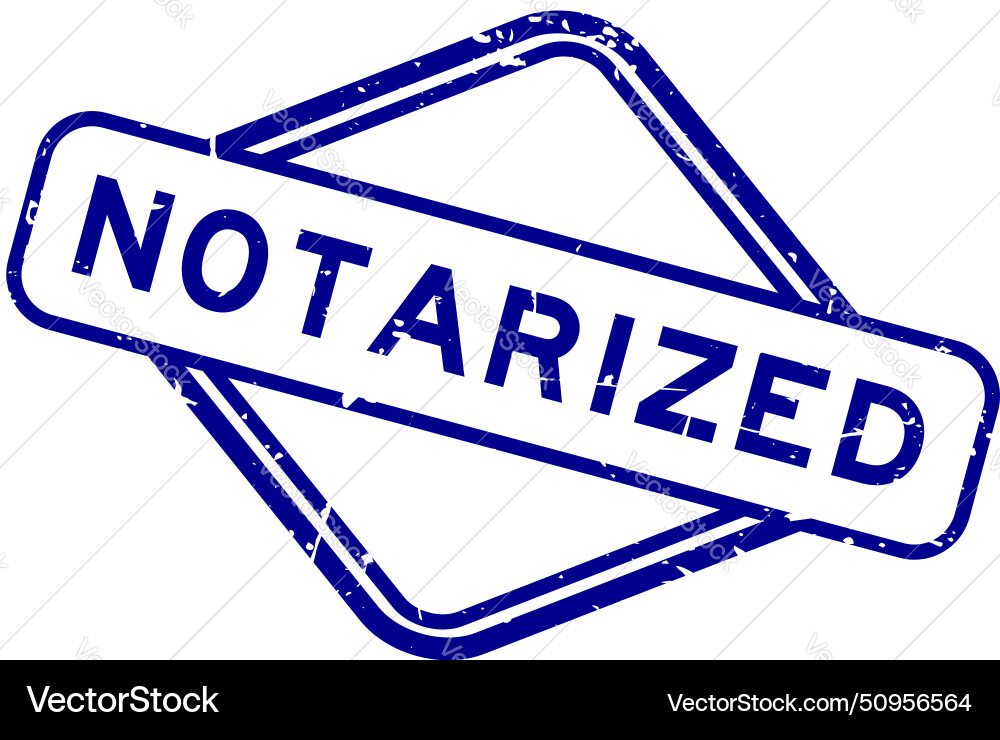 Grunge blue notarized word rubber seal stamp Vector Image