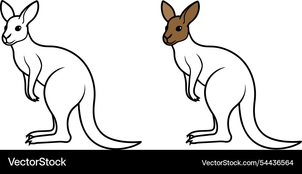 Kangaroo animal art outline icon Royalty Free Vector Image