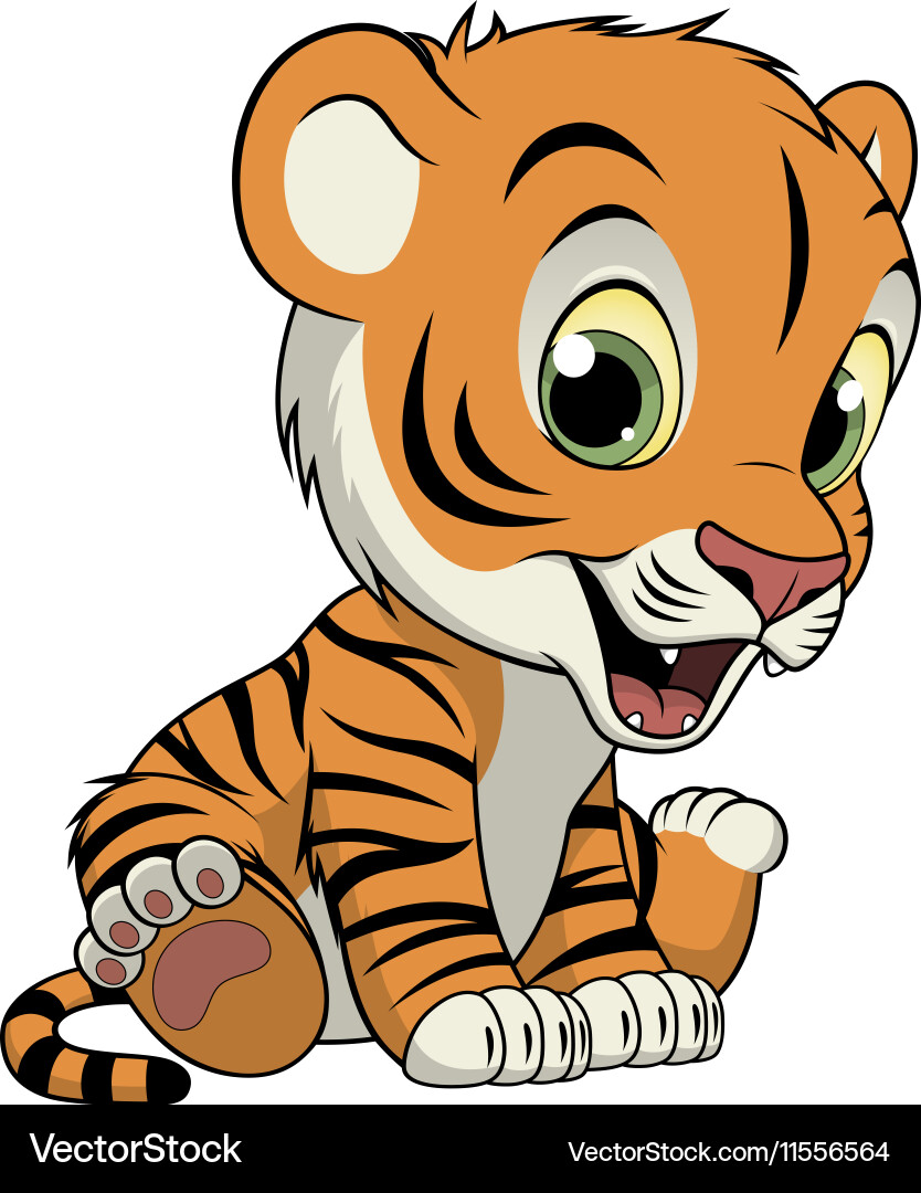 Little funny tiger Royalty Free Vector Image - VectorStock