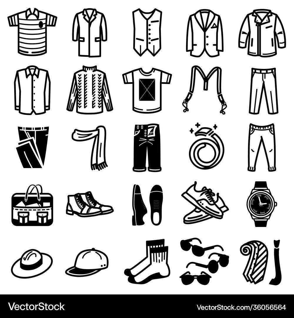 Man clothes icon set Royalty Free Vector Image