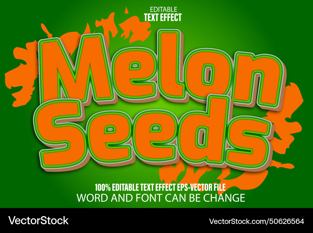 Melon seeds editable text effect cartoon style Vector Image