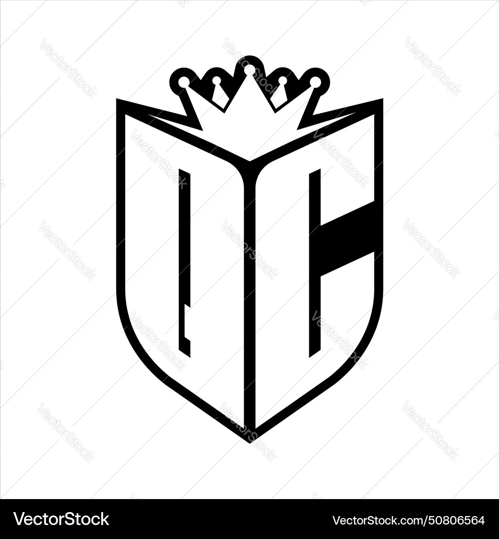 Qc letter bold monogram with shield shape Vector Image