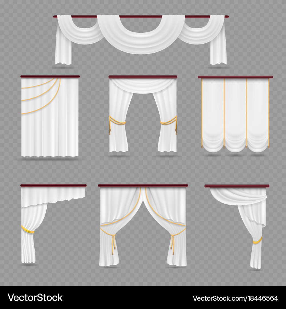 White curtains drapery for wedding room Royalty Free Vector