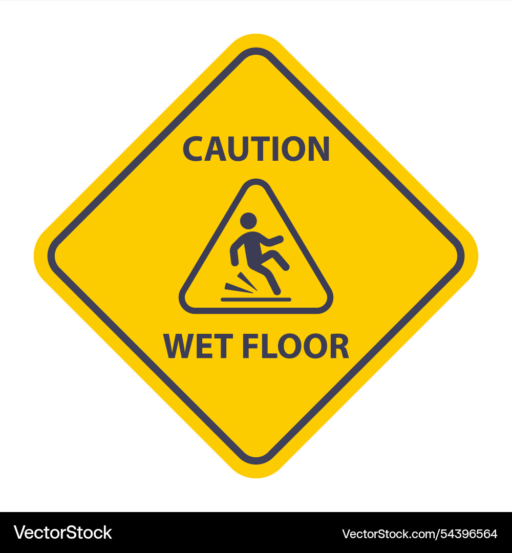 Yellow icon slippery floor be careful Royalty Free Vector