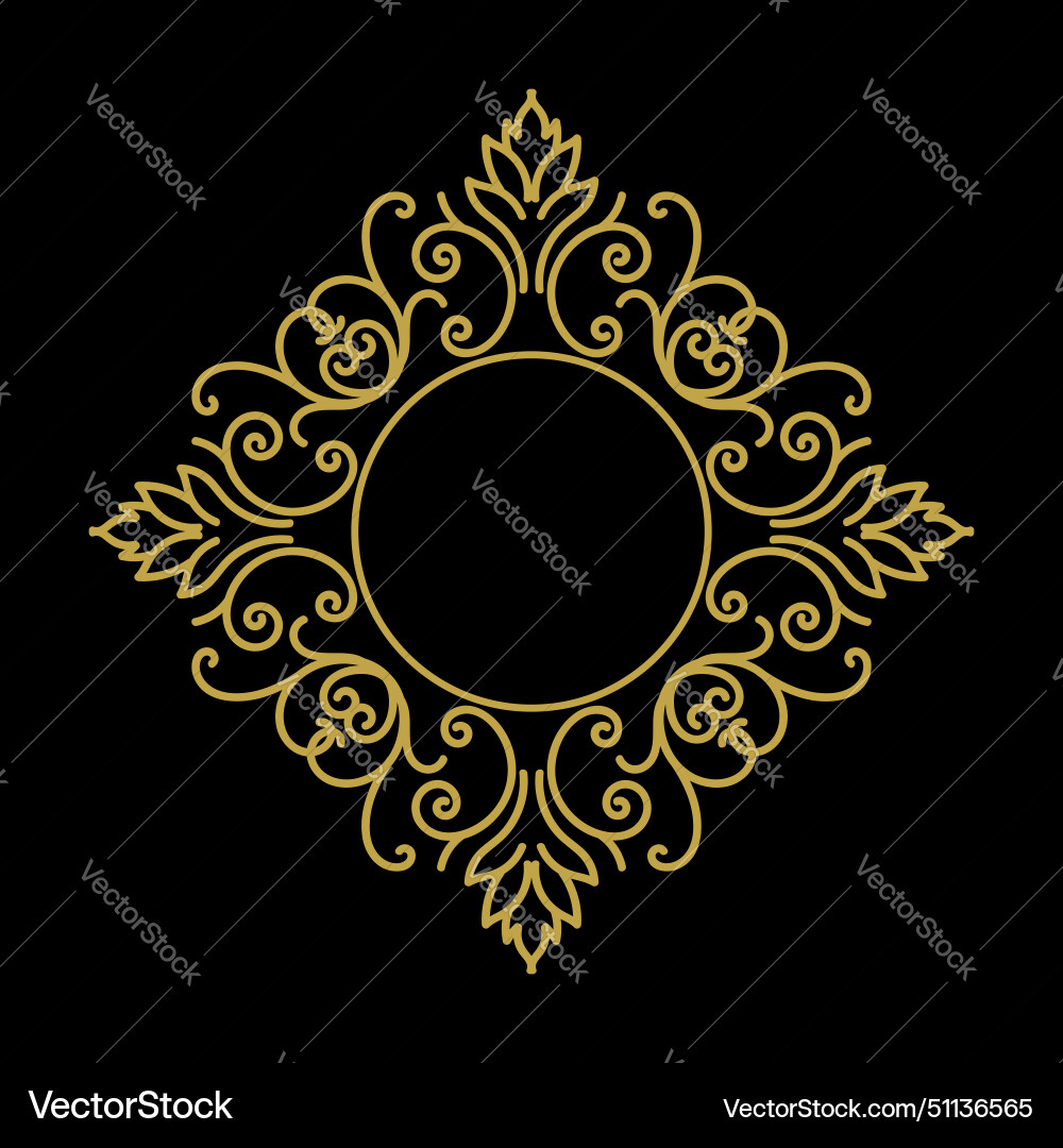 Golden royal border frame with ribbon art deco Vector Image