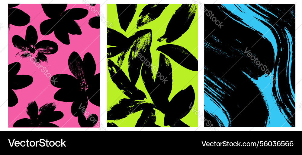 Abstract brush paint background set vintage Vector Image