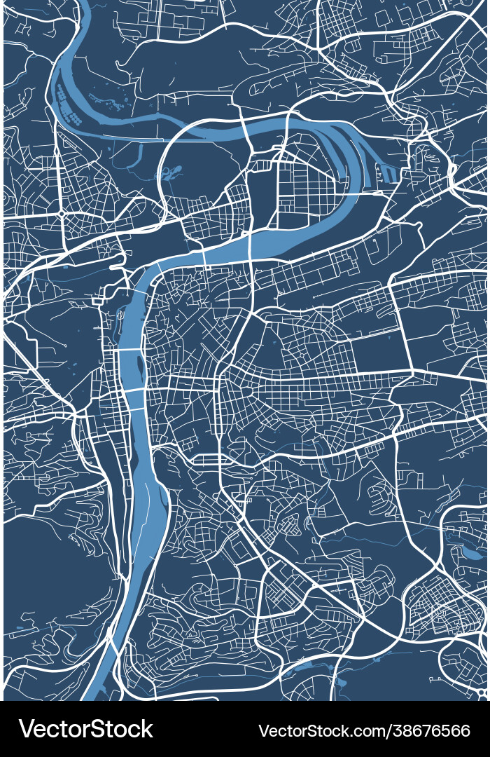 Detailed map poster prague city linear print Vector Image