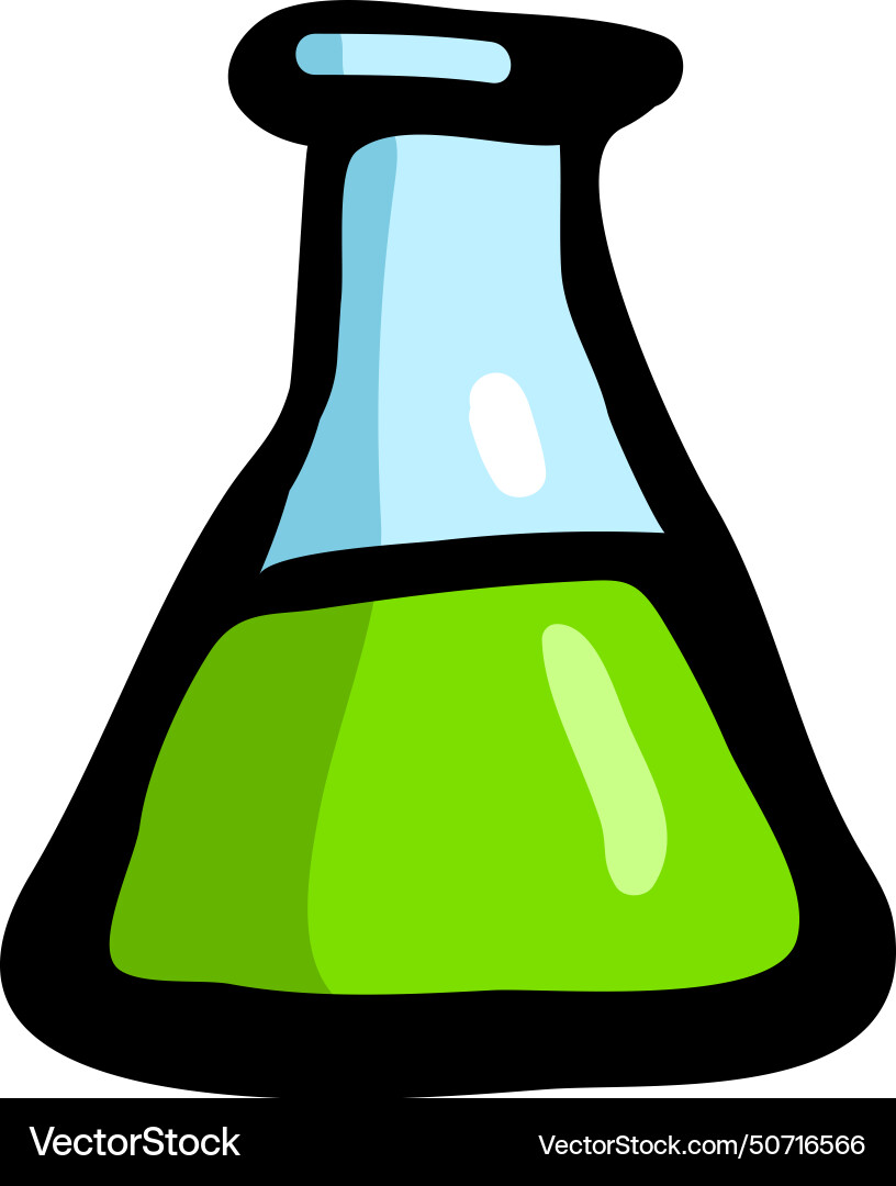 Flask with chemical solution hand drawn doodle Vector Image